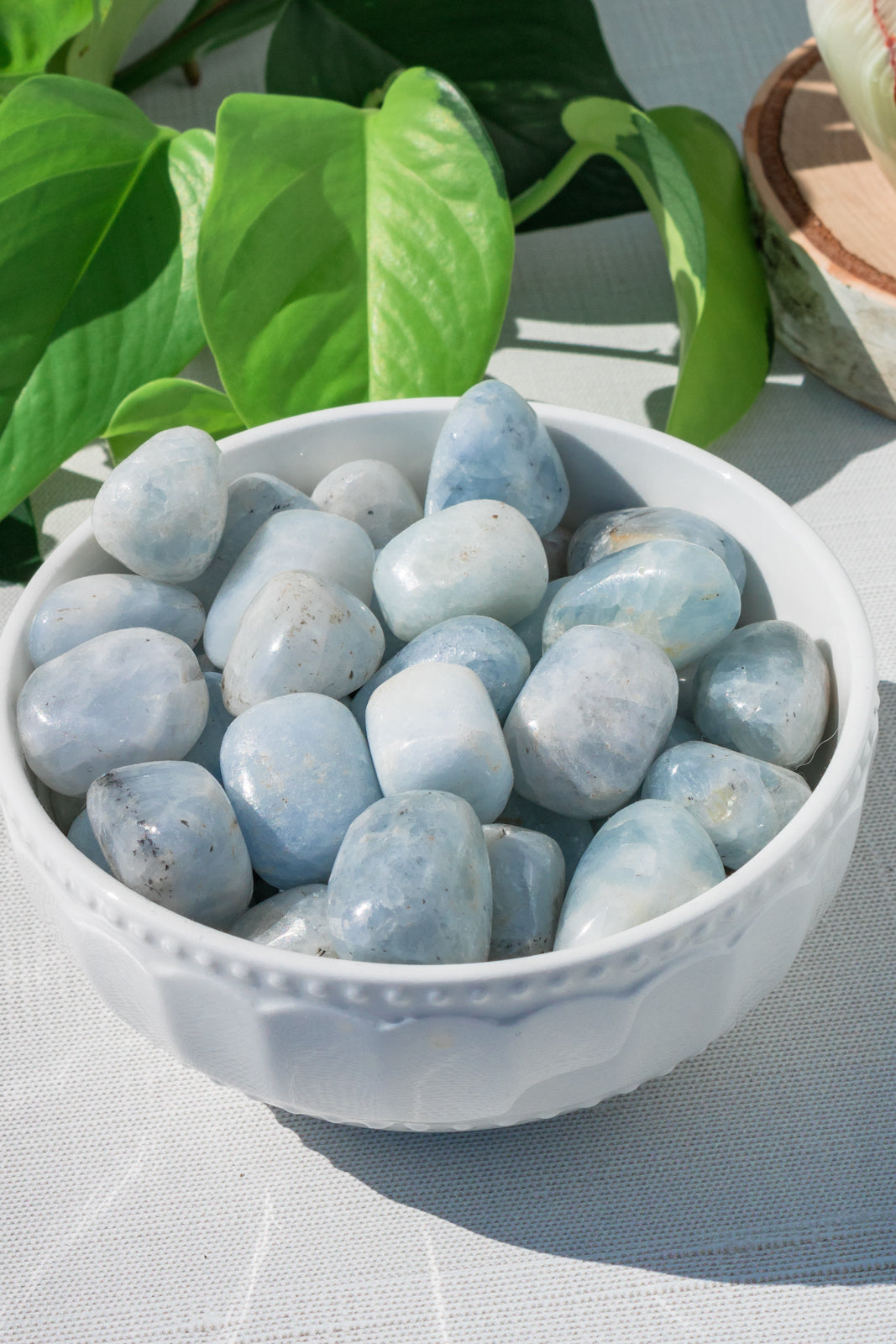 Blue Calcite Tumbled Stone – Selene Stone