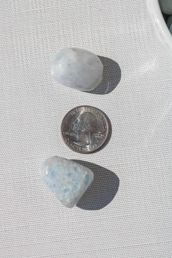 Blue Calcite Tumbled Stone – Selene Stone