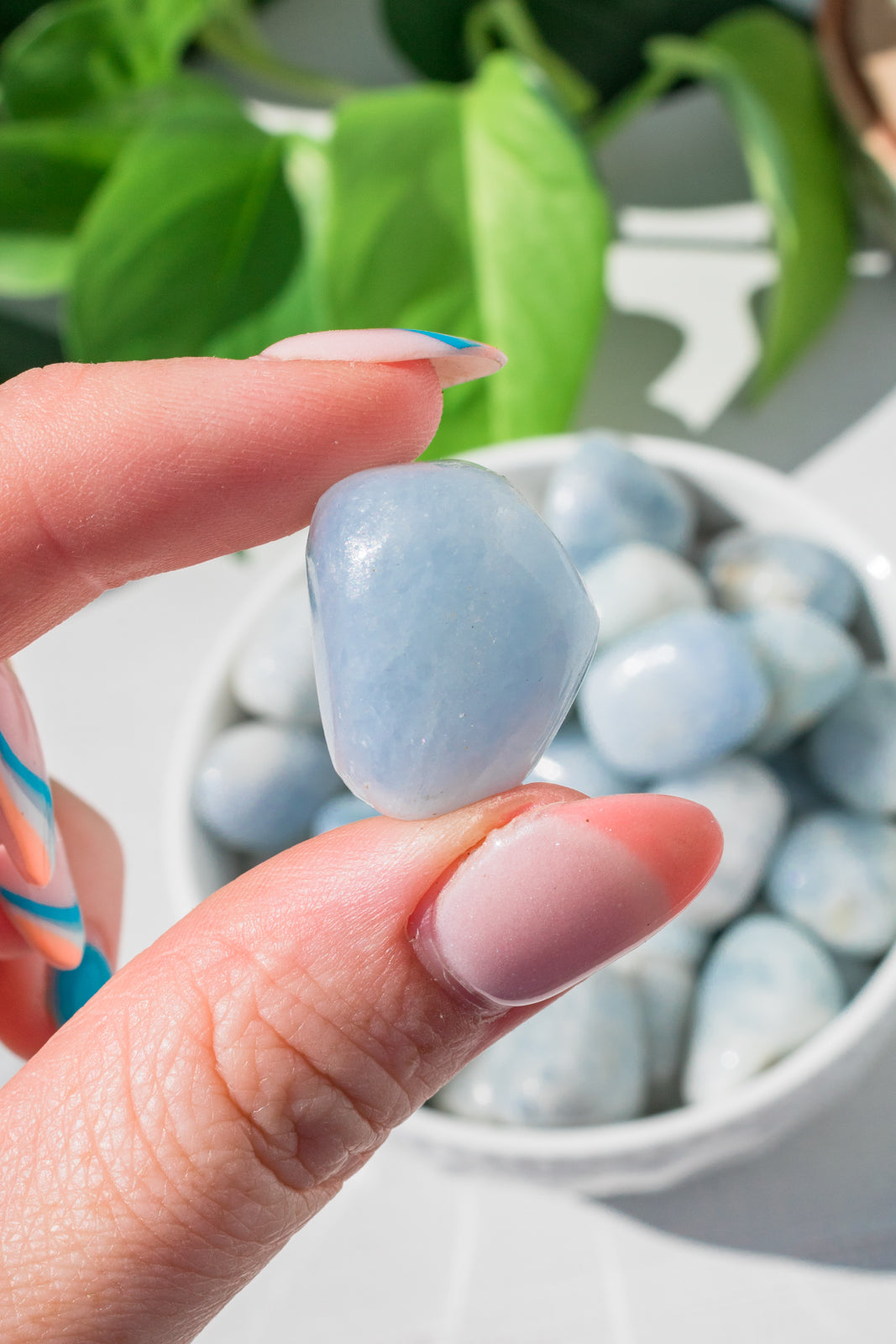 Blue Calcite Tumbled Stone – Selene Stone